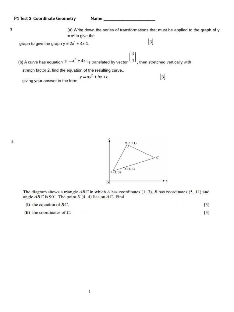 3. Coordinate Geometry quiz | PDF