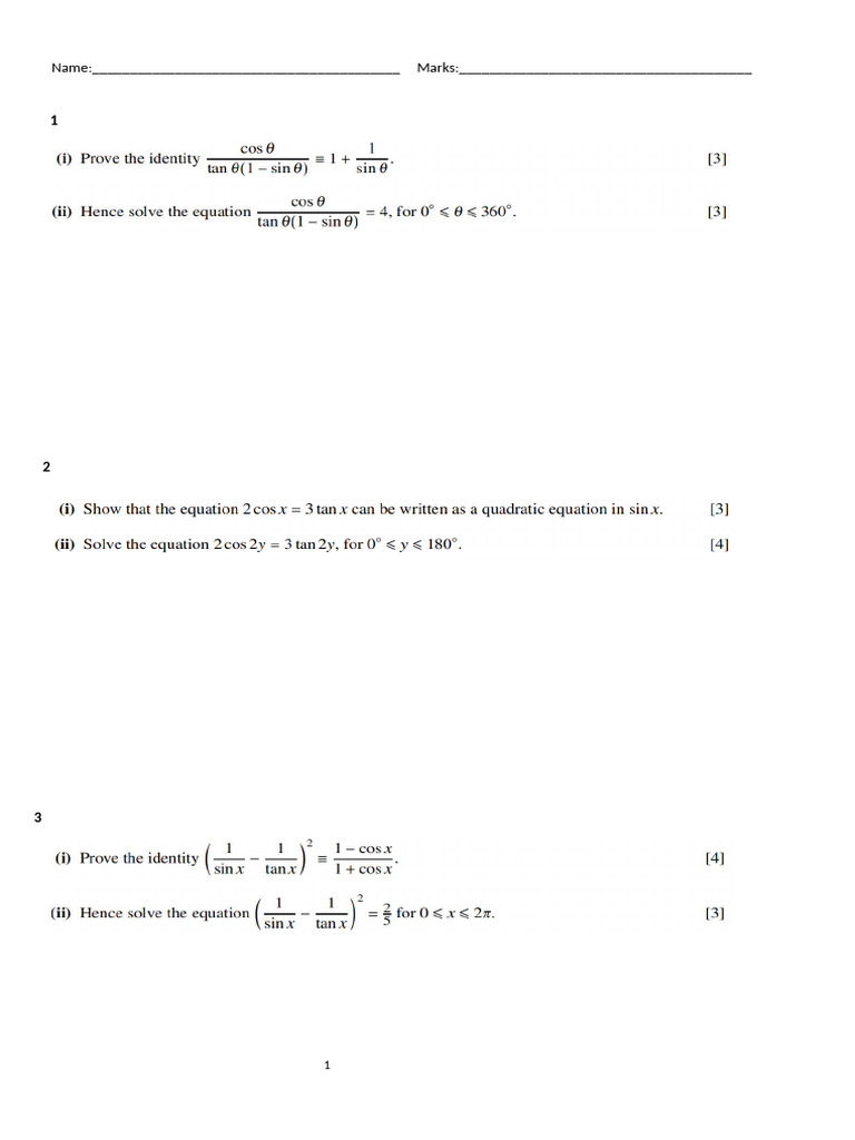 Trigonometry Quiz Pdf 5379