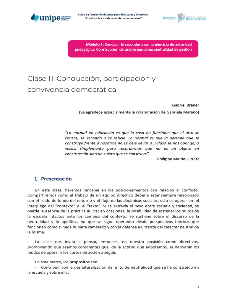 Módulo 3. Clase 11 - Brener | PDF | Escuelas | Enseñando