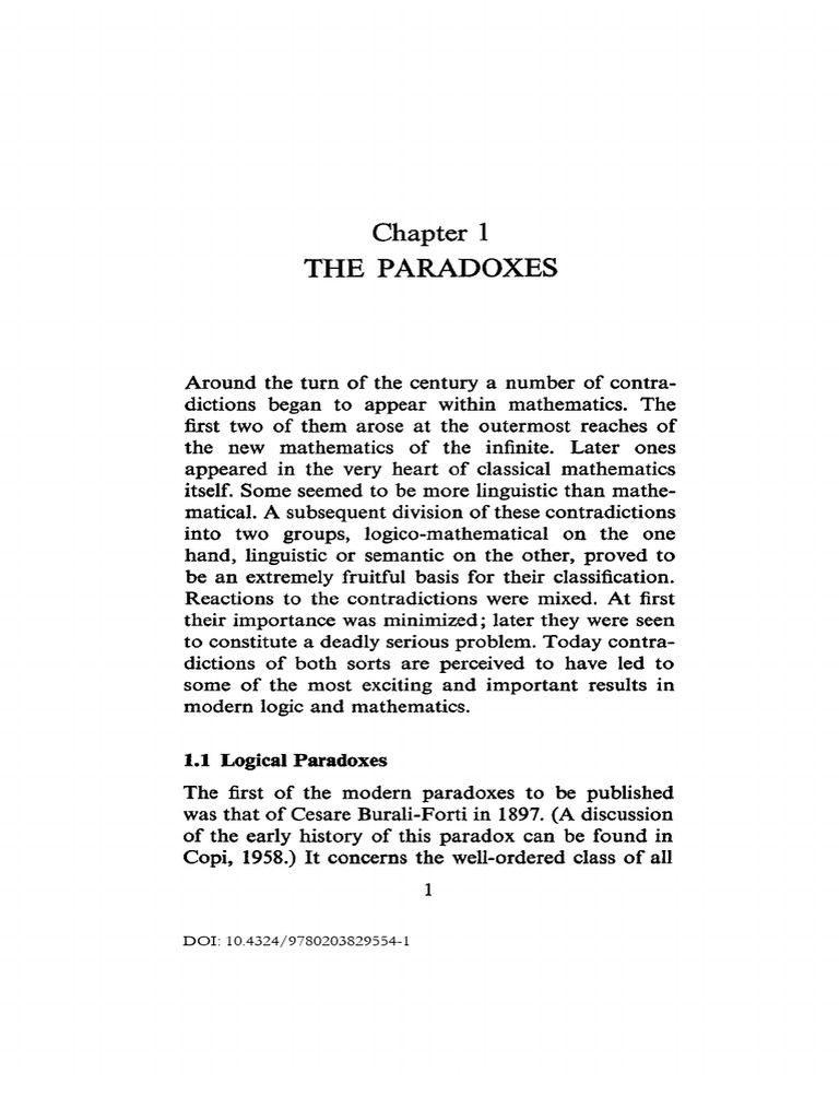 The Theory of Logical Types Monographs in Modern L... - (Chapter 1 The Paradoxes) | PDF ...
