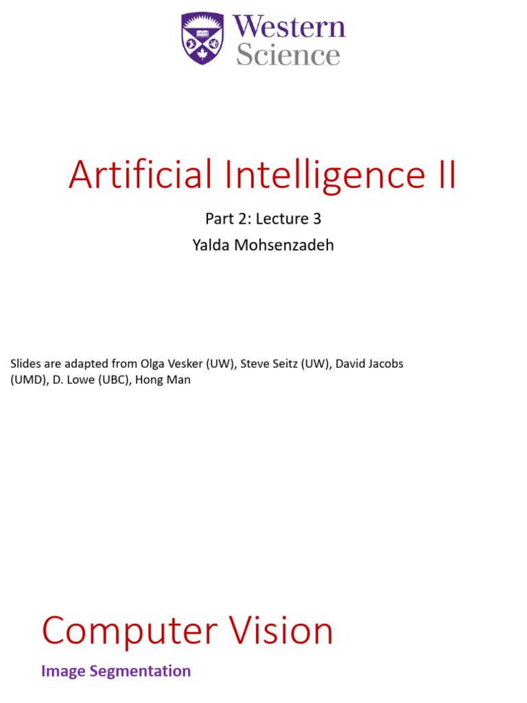 CS4442 CS9542 Part 2 Lecture 3 Segmentation | PDF | Image Segmentation | Cluster Analysis