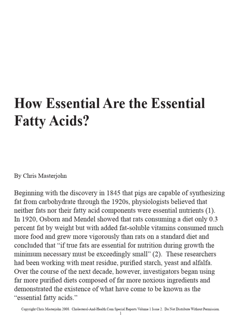 Masterjohn How Essential Are The Essential Fatty Acids | PDF | Fat ...