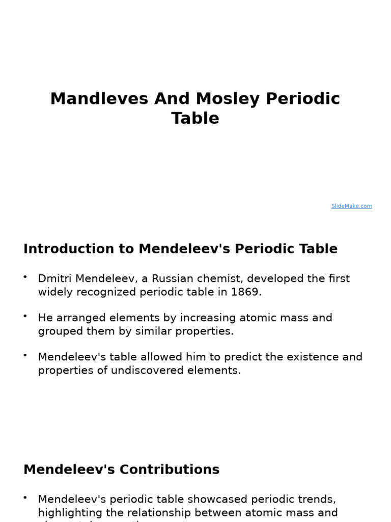 Mandleves and Mosley Periodic Table | PDF