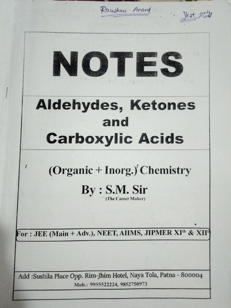 Test for Aldehyde,Ketone and Carboxylic Acid | PDF