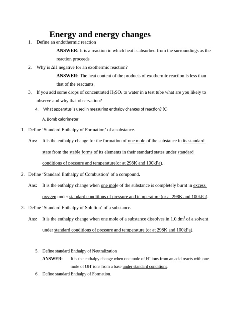 Enthalpy Changes and Reactions Explained | PDF | Chemical Reactions | Heat