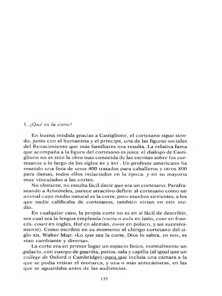 El Cortesano en el Renacimiento Europeo | PDF