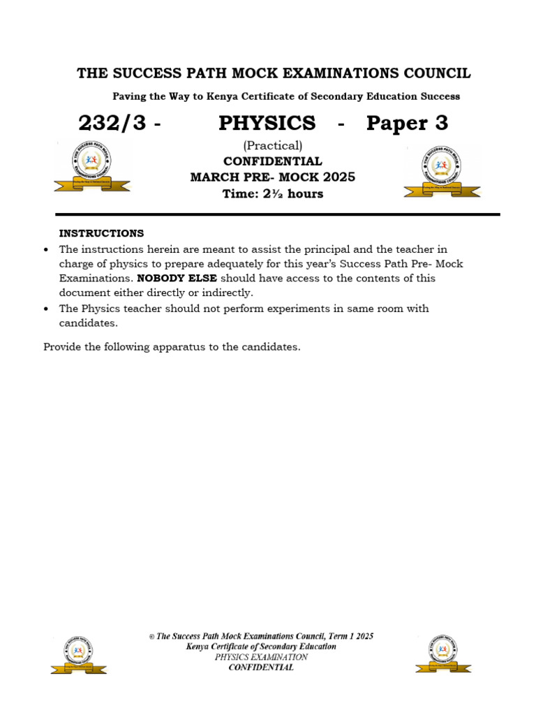 Pre-Mock Physics PP3 2025 Confidential | PDF