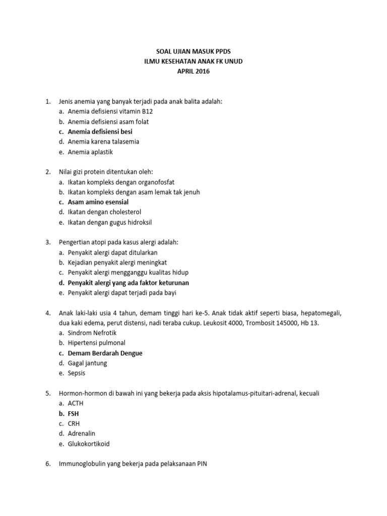 Soal Ujian Ppds Ika - April 2016 | PDF