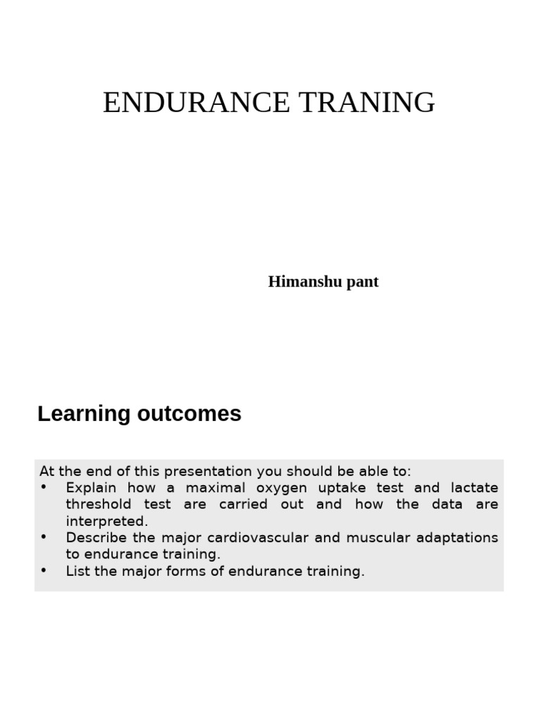 Endurance Traning | PDF | Skeletal Muscle | Lactic Acid
