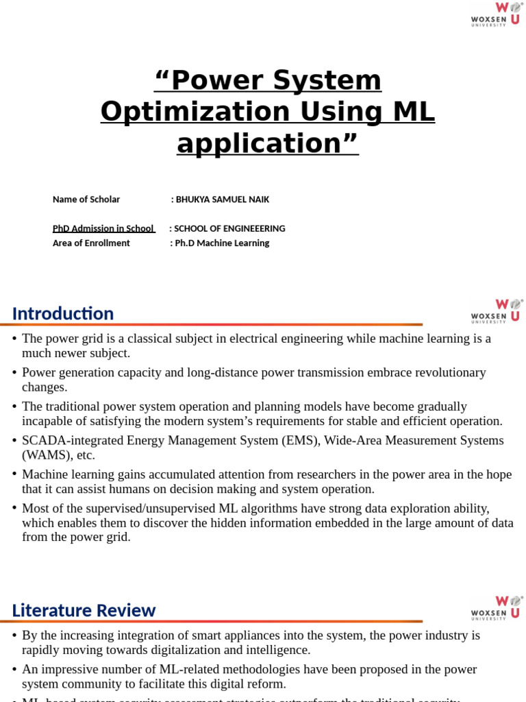 ML IN POWER SYSTEM ReserachProposalPresentation | PDF | Machine ...
