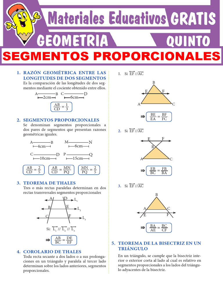 Segmentos Proporcionales para Quinto Grado de Secundaria | PDF | Triángulo | Formas geométricas
