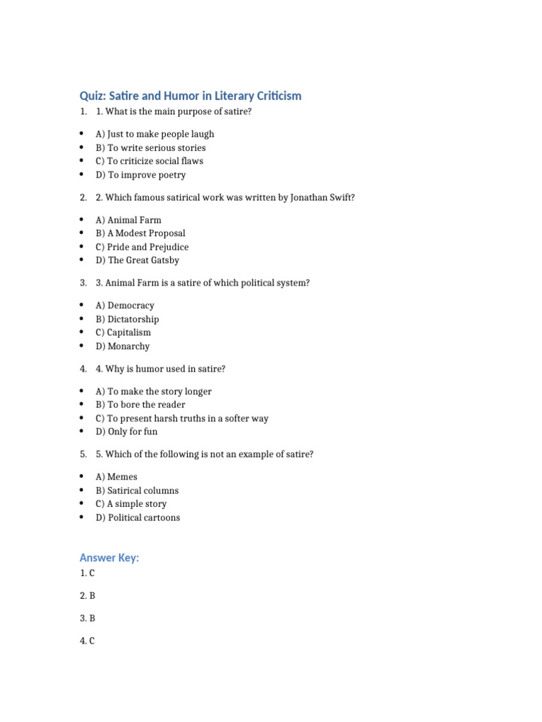Satire Quiz | PDF