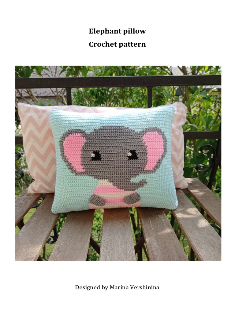 Crochet Elephant Pillow Pattern | PDF | Crochet | Textile Arts