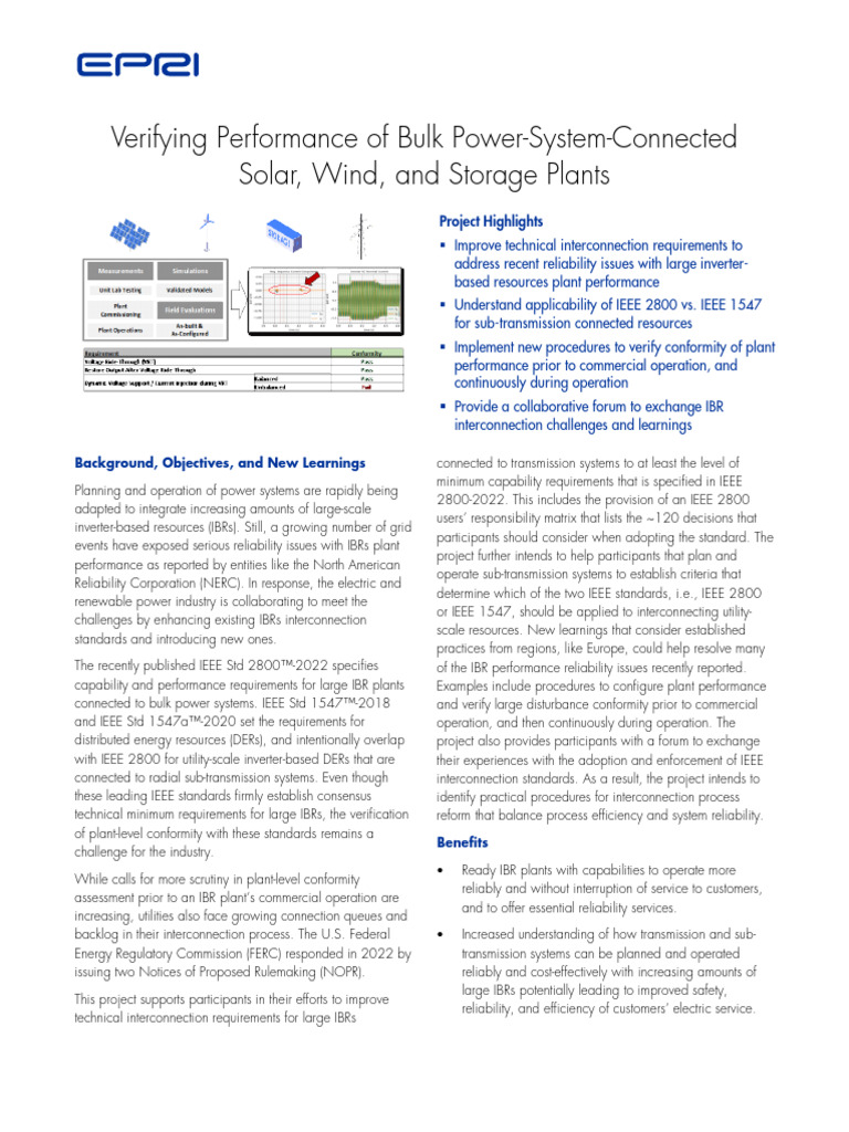 Verifying Performance of Bulk Power - System - Connected Solar - Wind ...