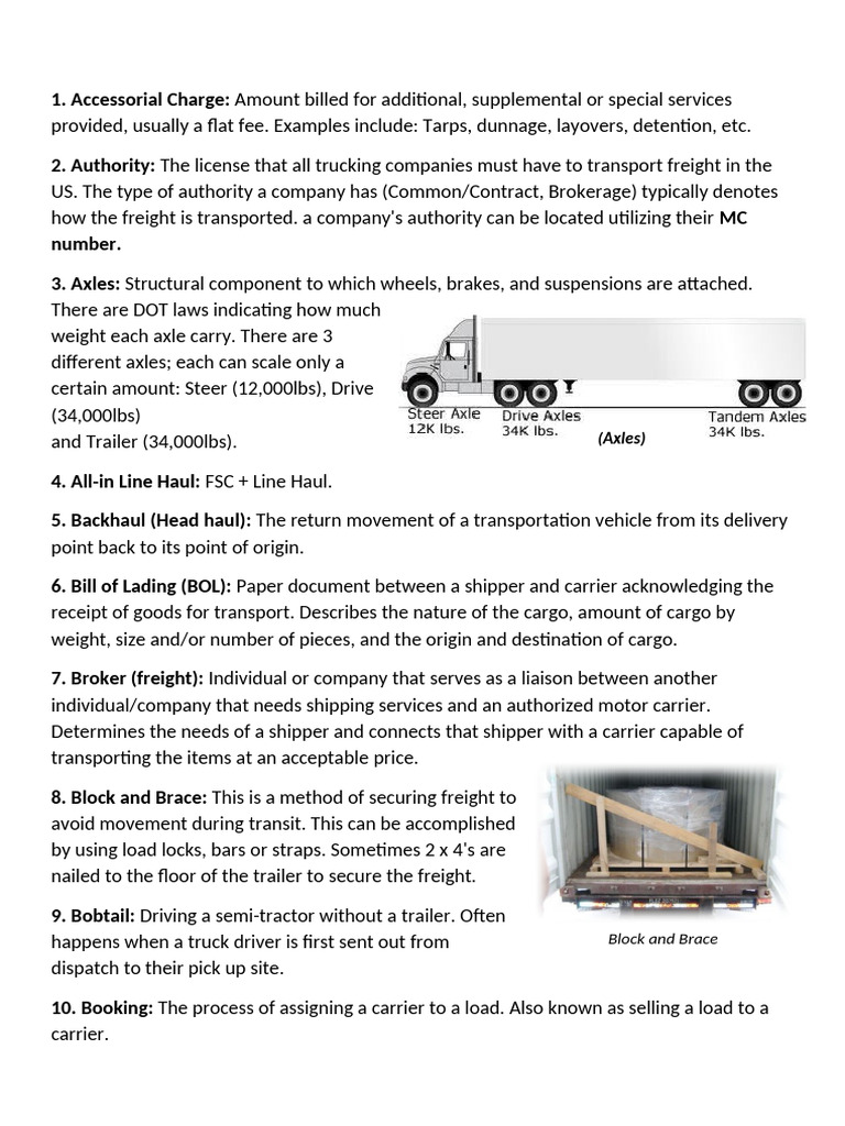 Trucking Terminology Glossary | PDF | Cargo | Trailer (Vehicle)
