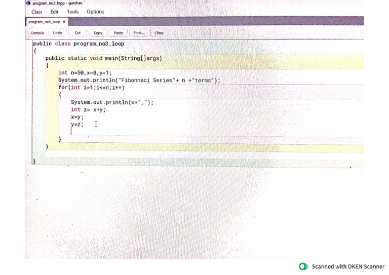 Program To Print First 50 No. of Fibonacci Series | PDF