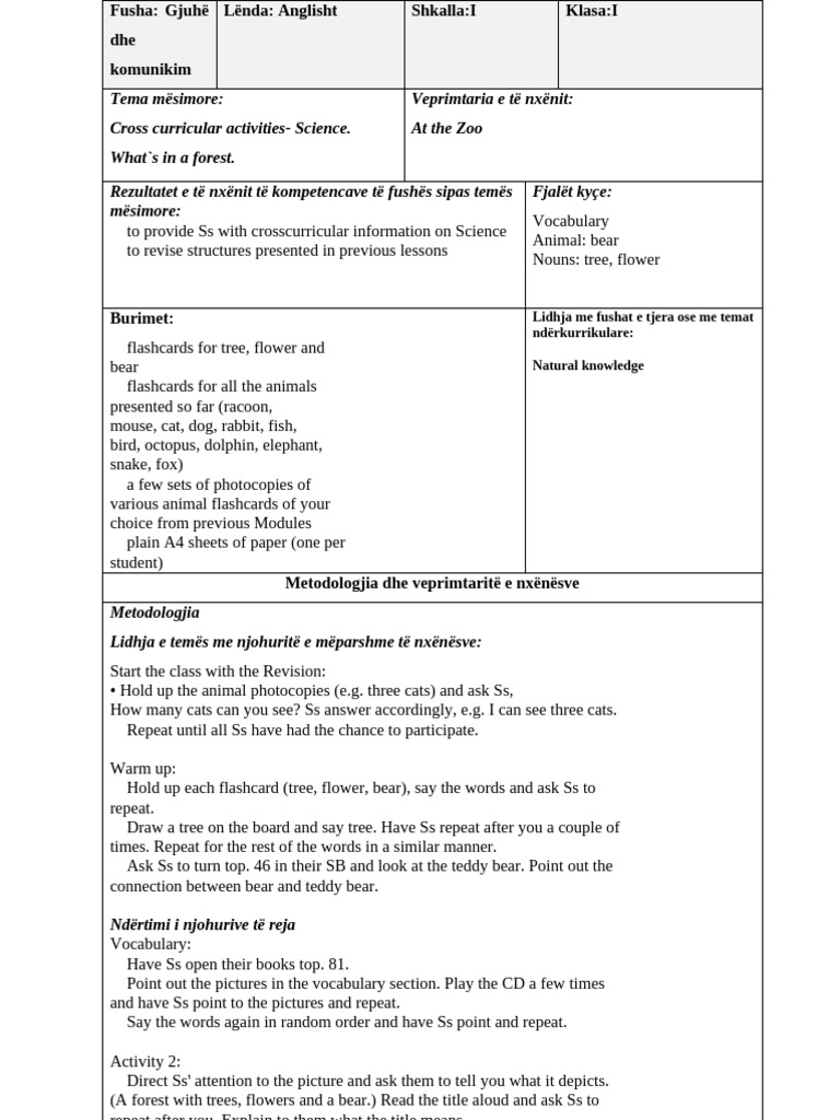 Forest Vocabulary for Young Learners | PDF
