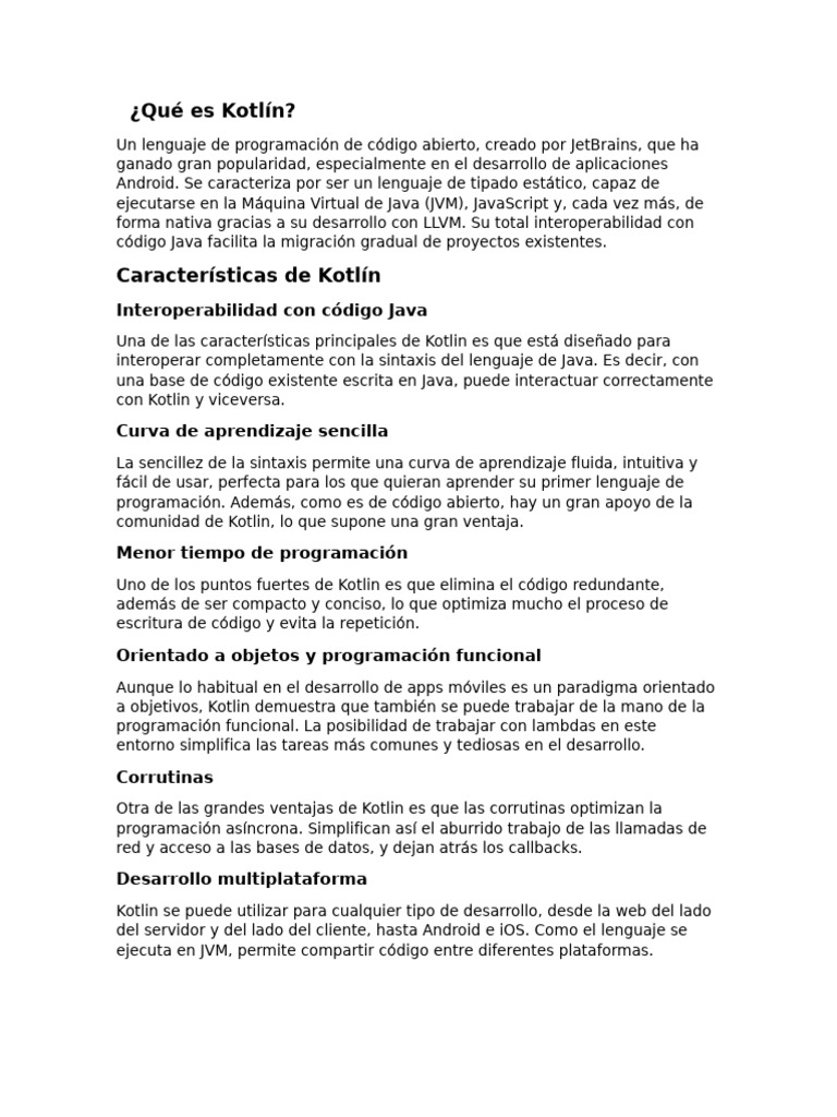 Qué Es Kotlín | PDF | Java (lenguaje de programación) | Lenguaje de ...