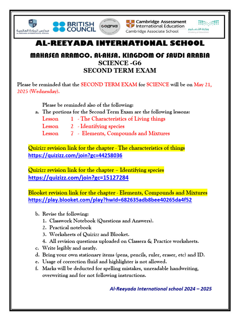 Science Term Exam Portion | PDF