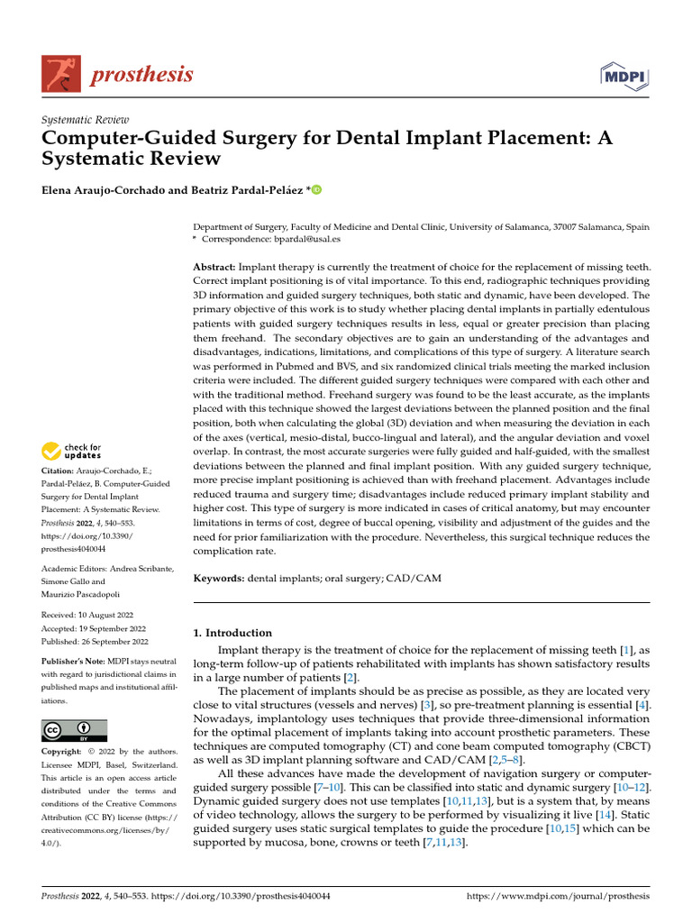 Computer-Guided Surgery For Dental Implant Placeme | PDF | Dental ...
