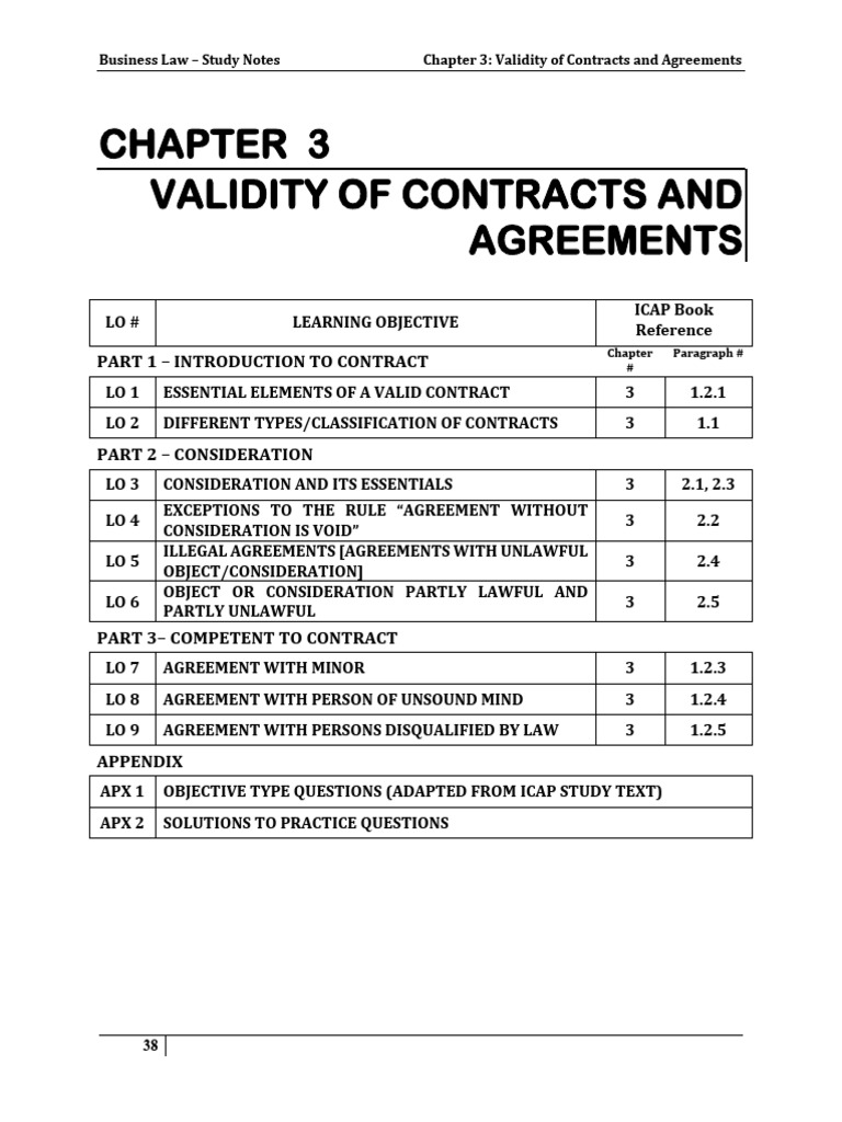 Chapter 3 Validity of Contracts and Agreements (Vol - 1) | PDF ...