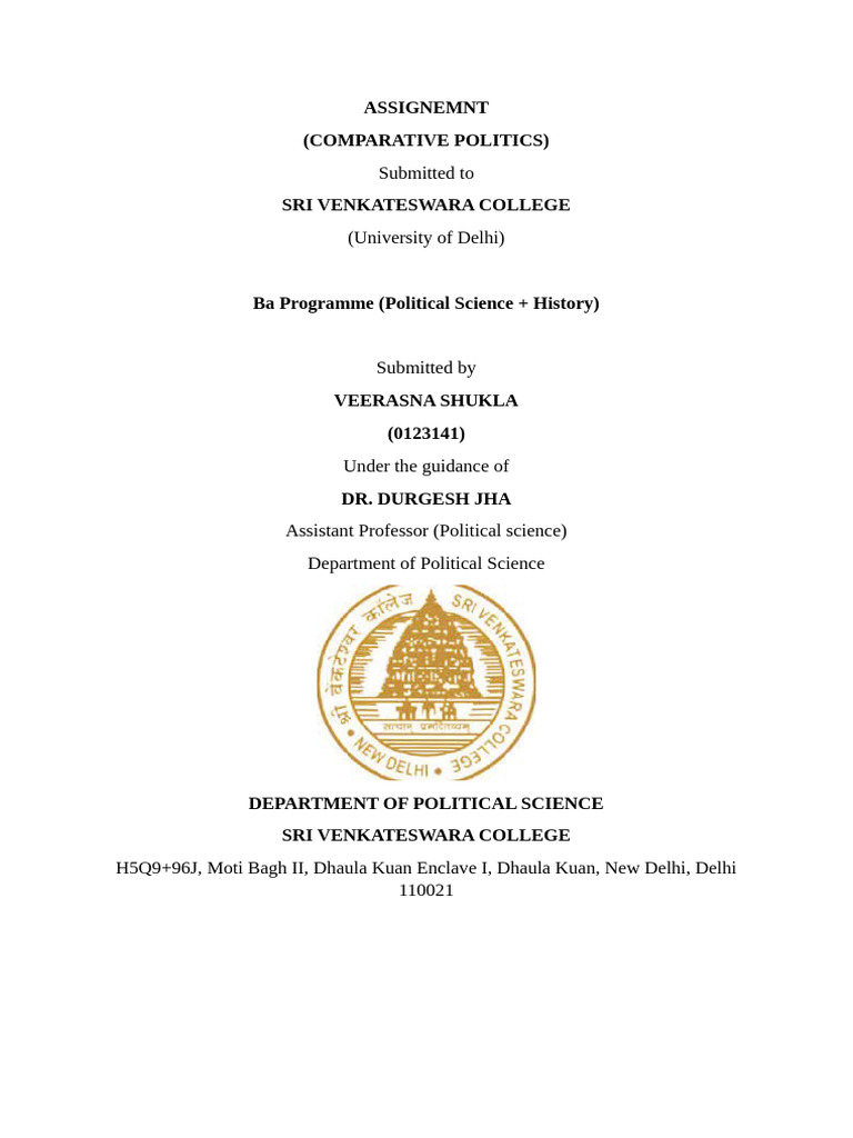 Comparative Politics Assignment | PDF | System | Governance