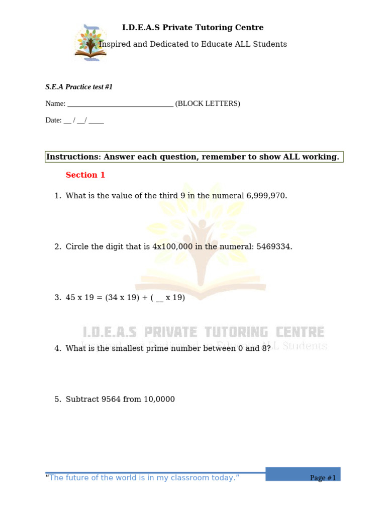 SEA Practice Test #1 | PDF | Doughnut