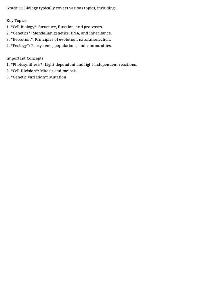 Biology Grade 11 | PDF