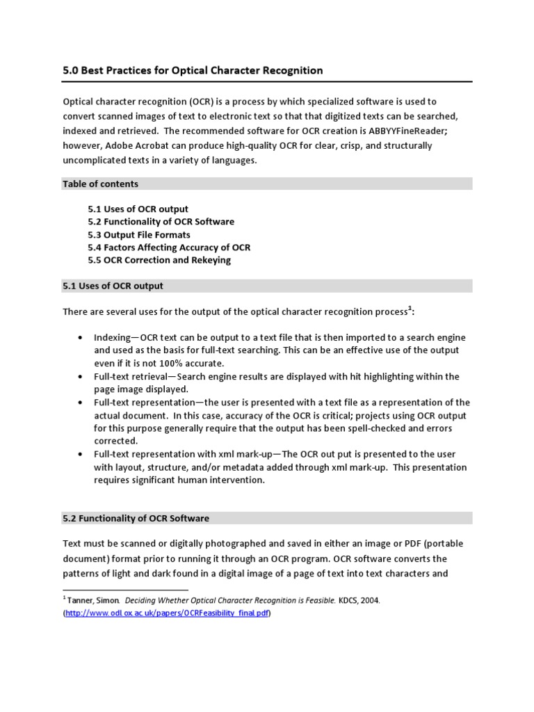 5.0 Best Practices For OCR | PDF | Optical Character Recognition ...