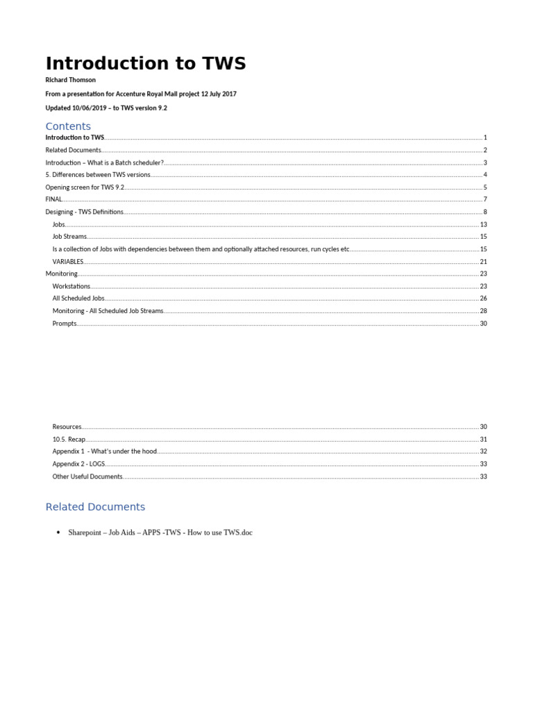 Introduction To TWS - Presentation - v2 | PDF | Computer Architecture ...
