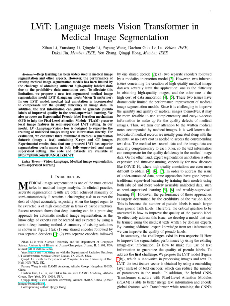 vision teransformaer paper | PDF | Image Segmentation | Machine Learning
