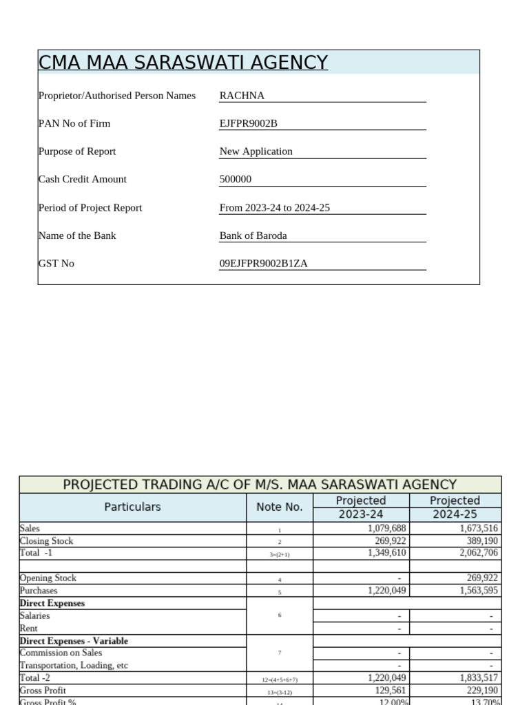 Project_Report__Cma_Data_Maa Saraswati Agency | PDF | Expense ...