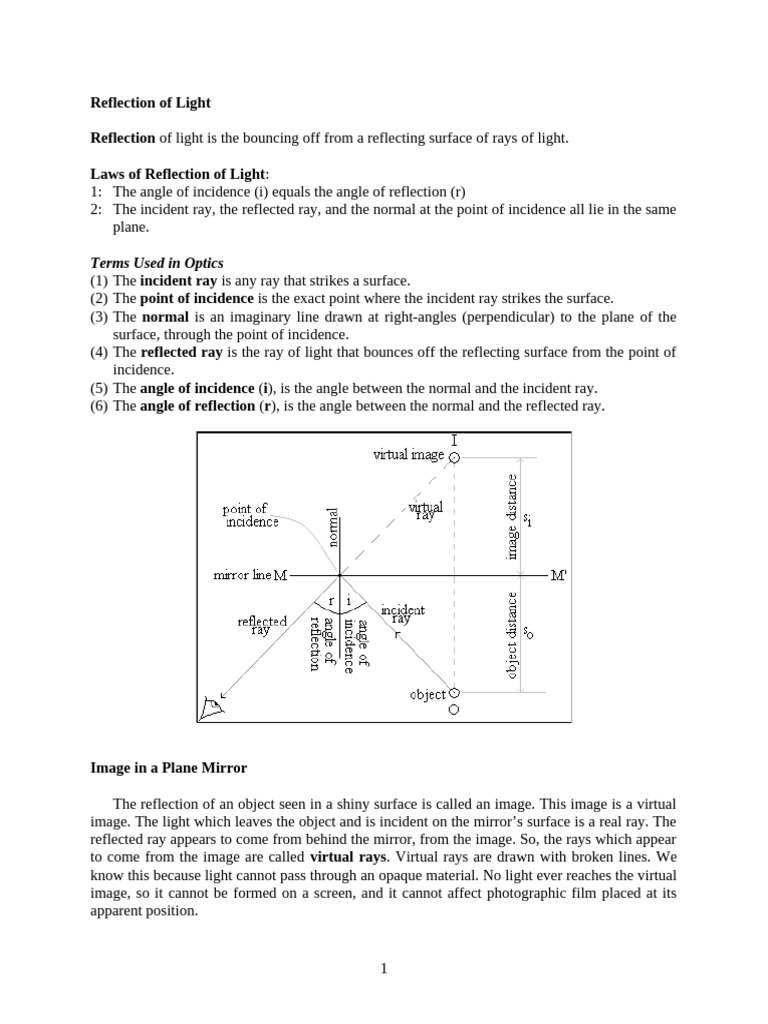Light2-Reflection of Light | PDF | Reflection (Physics) | Mirror