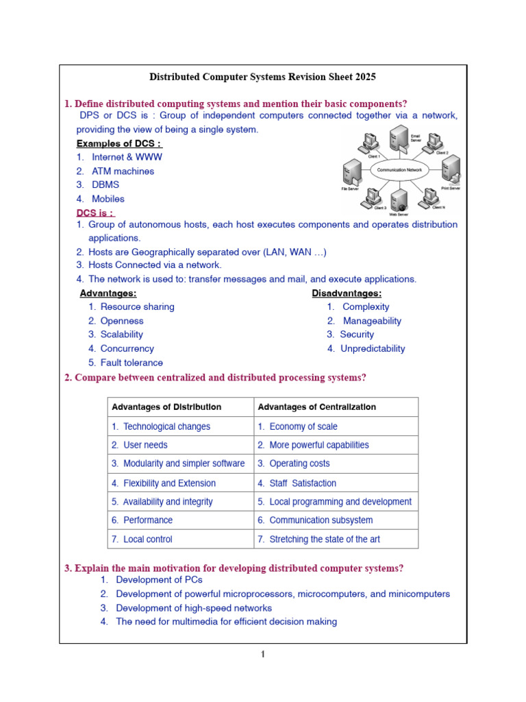 Distributed Computing Systems Revision Sheet 2025 | PDF | Computer ...