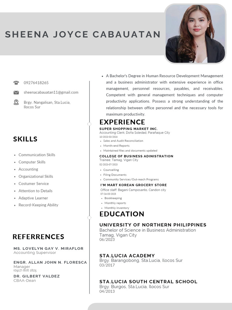 Grey & White A4 Clean CV Resume | PDF | Business Economics | Financial ...