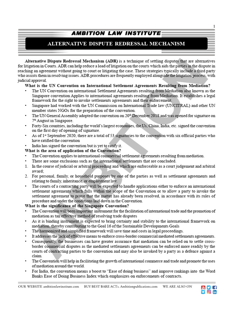 Alternative Dispute Redressal Mechanism | PDF | Alternative Dispute ...