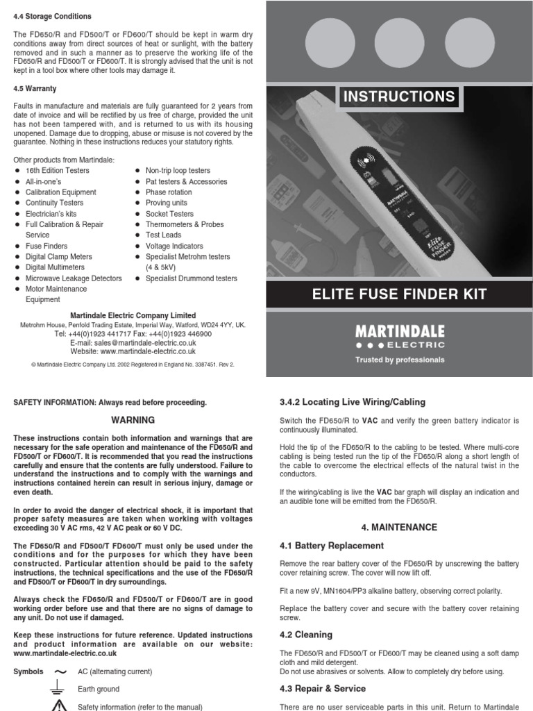 Martindale Elite Fuse Finder | PDF | Fuse (Electrical) | Mains Electricity