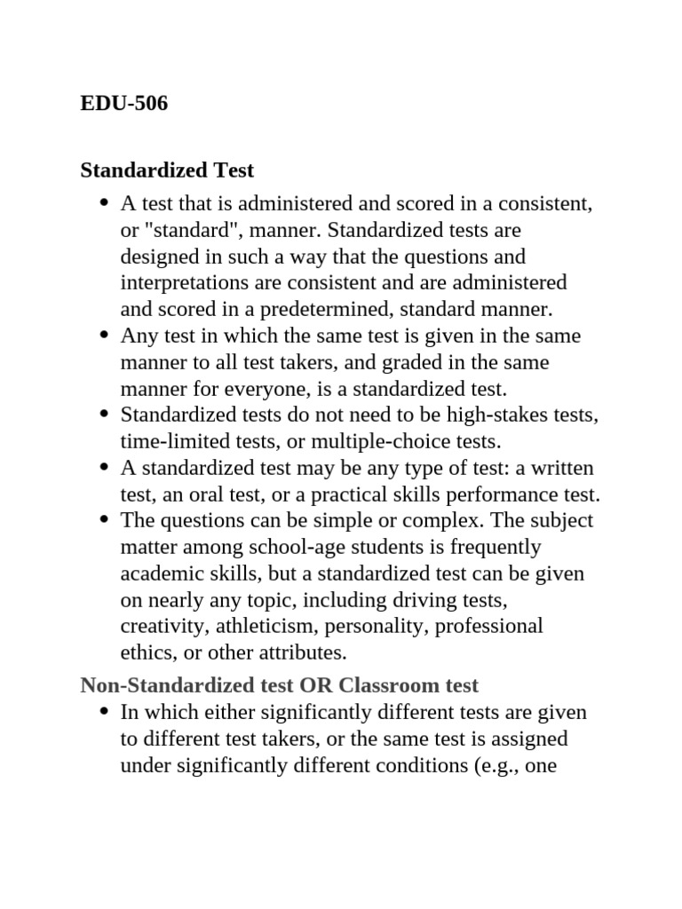 Standardized Test Vs Classroom Test 506 | PDF | Standardized Tests ...