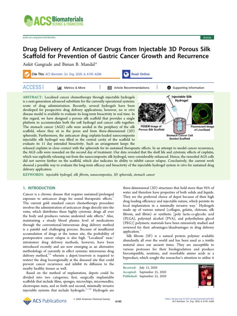 Silk Sericin Drug Dellivery | PDF | Cell Culture | Chemotherapy