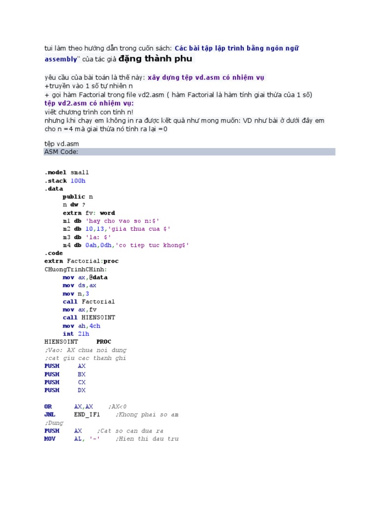 Bai Tap Assembly | PDF