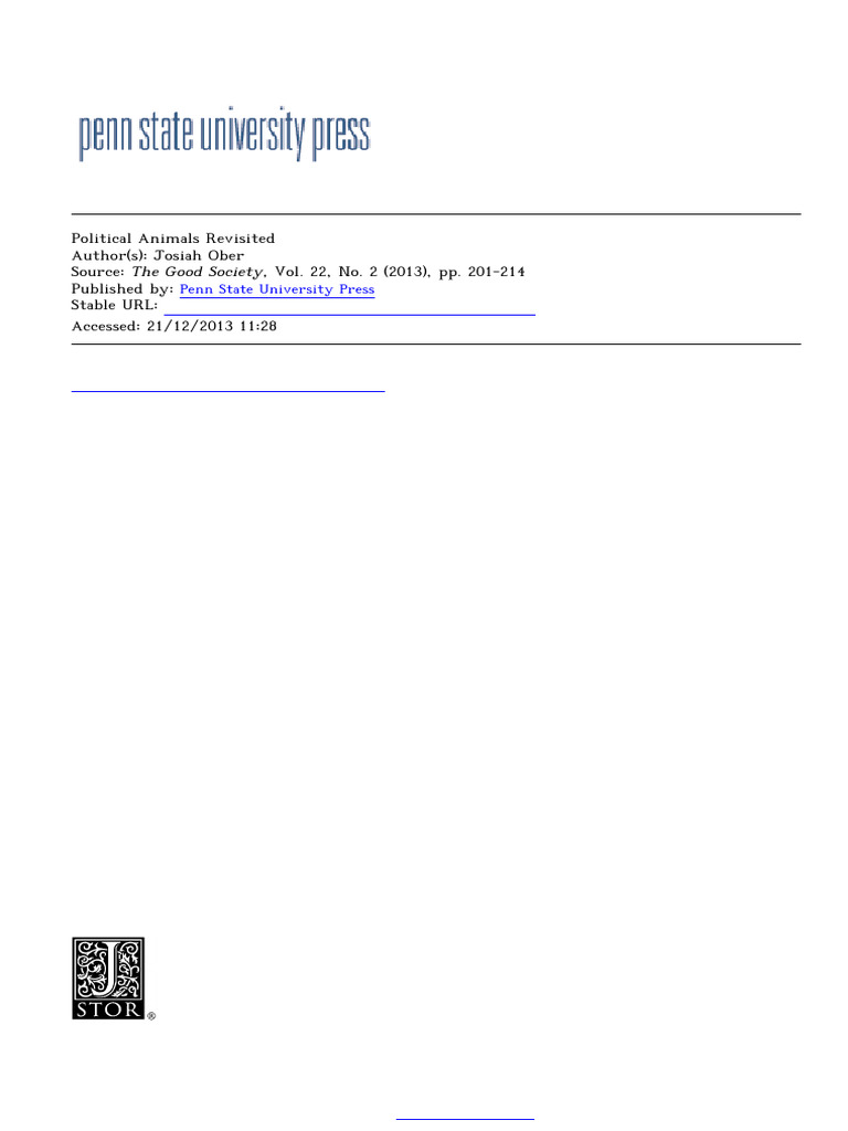 Political Animals Revisited 2013 | PDF | Aristotle | Reason