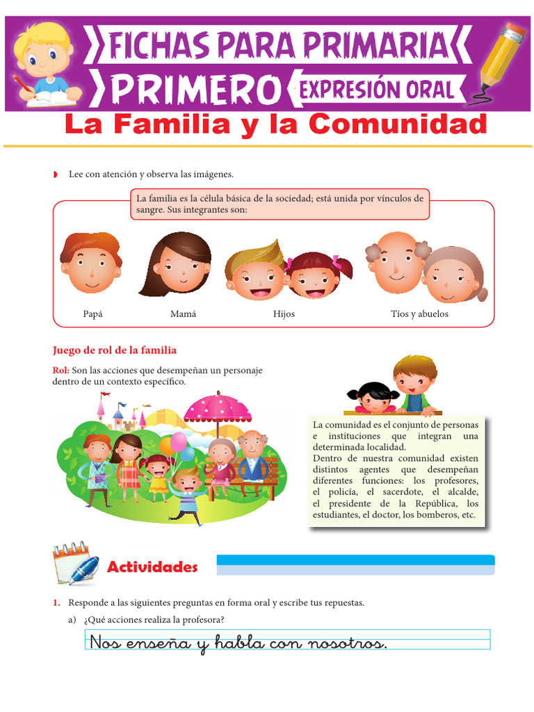 Actividades sobre la familia y comunidad | PDF