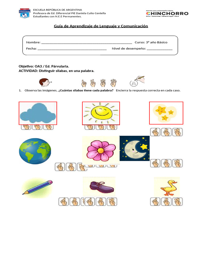 Guía CONTAR SÍLABAS | PDF