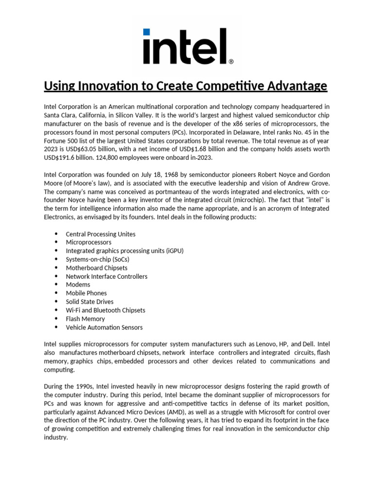 04-Intel - Using Innovation To Create Competitive Advantage | PDF | Intel | Integrated Circuit