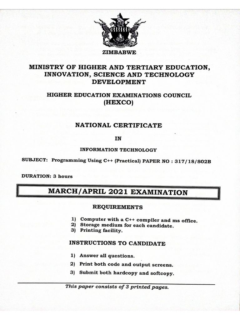 Programming Using C (Prac) March 2021 | PDF