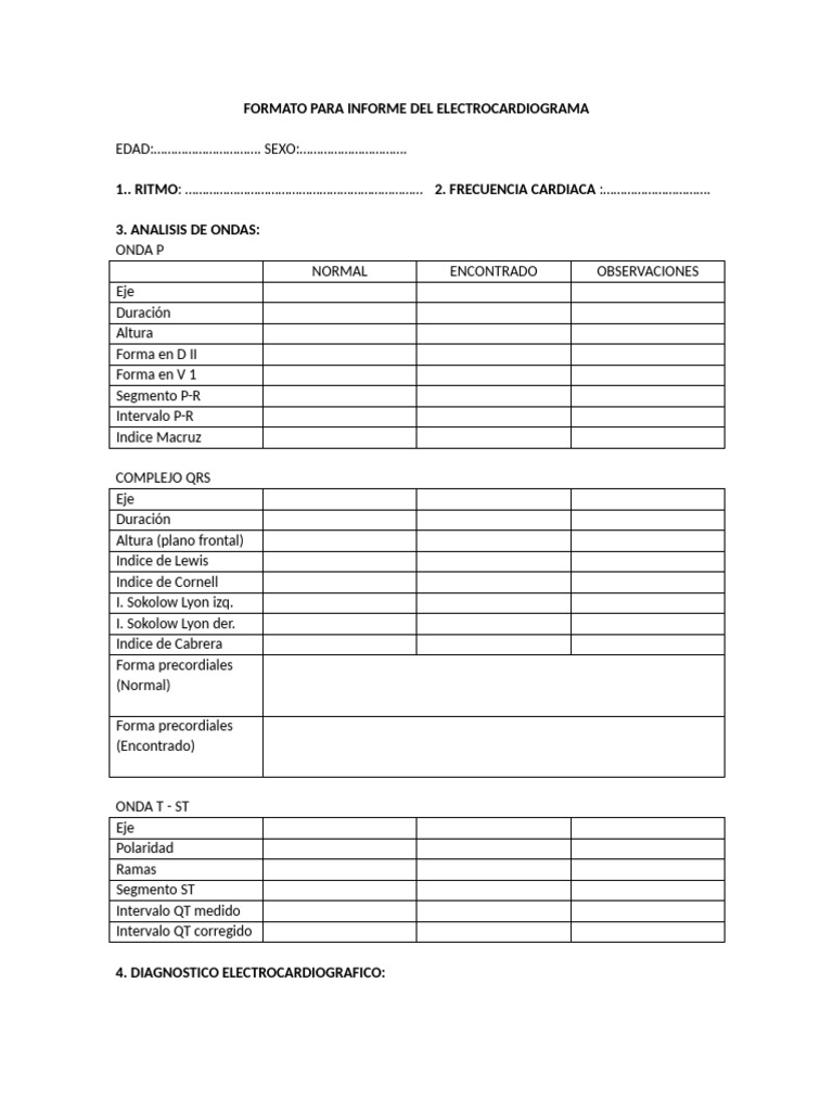 Informe de Electrocardiograma Detallado | PDF