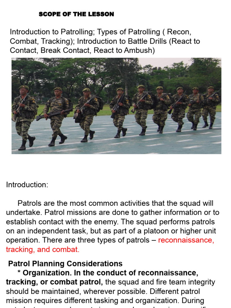 Squad Tactical Operation and Battle Drills | PDF | Reconnaissance | Ambush