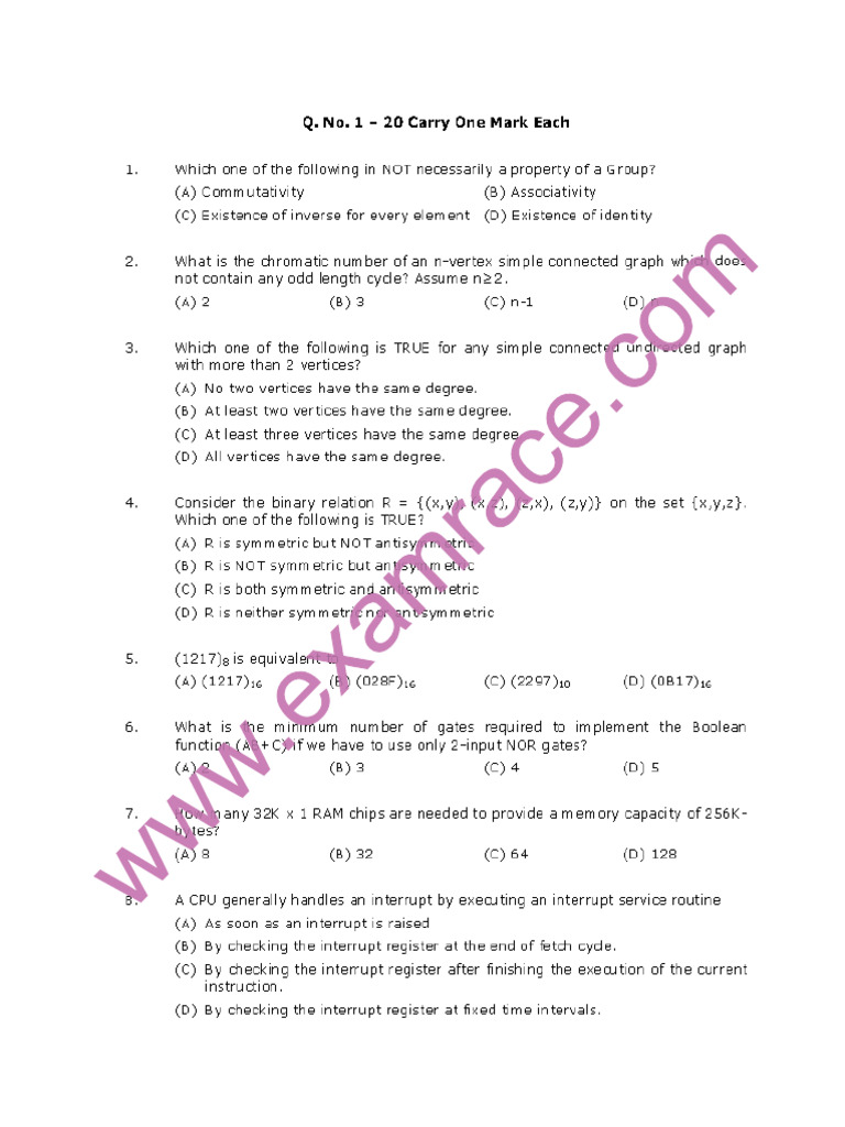 GATE Computer Science 2009 | PDF