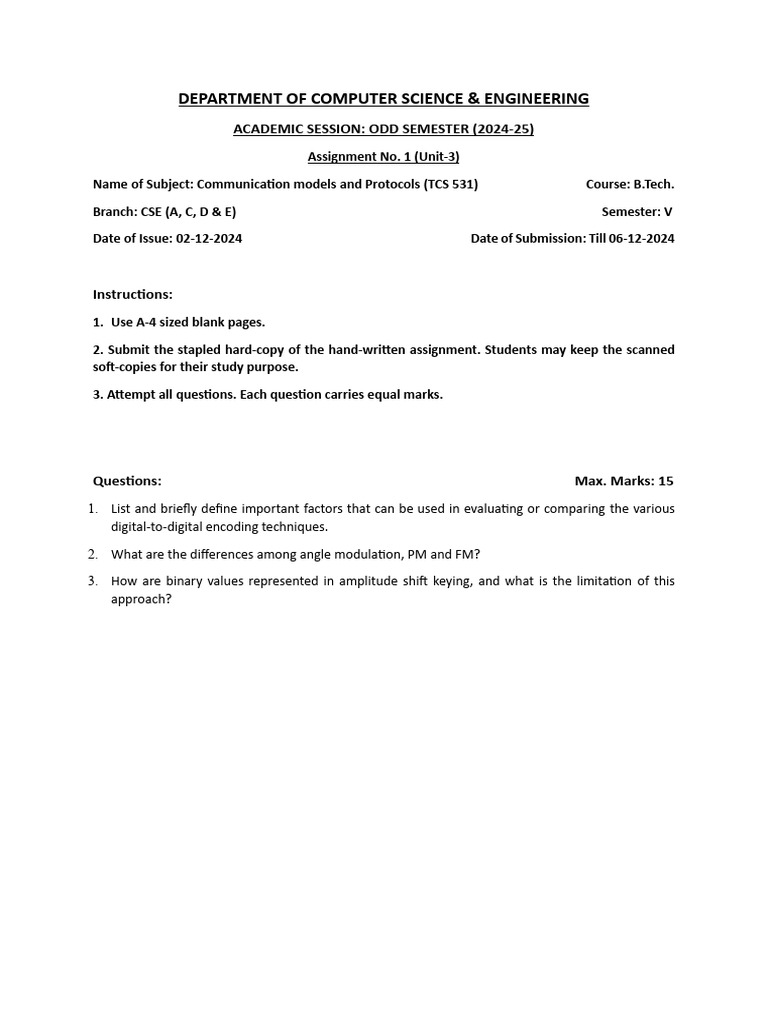 (TCS-531) Assignment No.1(Unit-3) 02-12-2024 | PDF