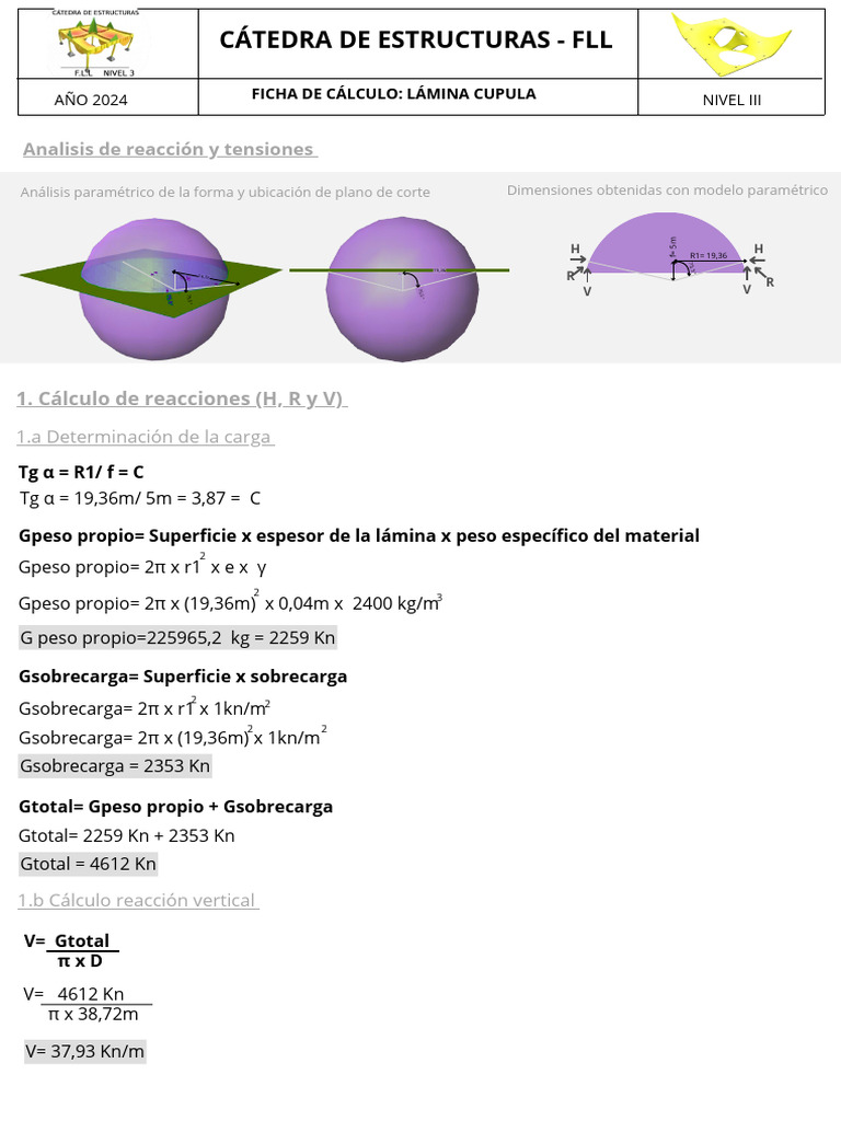 Ficha Cupula | PDF | Ingeniería estructural | Ingeniería mecánica